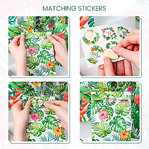 Shindel 24PCS Party Favor Bags, Luau Hawaii Party Bags, Aloha Bags Gift Bags Paper Bags Candy Bags with Stickers for Aloha Hawaii Party favors 4.7" x 3.1" x 8.7"
