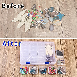 doovide Bead Organizer Box, 28Pcs Small Bead Organizers and Storage Plastic Cases Mini Clear Bead Storage Containers Boxes with Hinged Lid and Rectangle for Bracelet Making DIY Jewelry Craft Nail