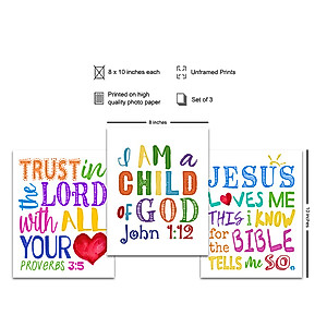 Jesus Loves Me - Trust in the Lord With All Your Heart - Child of God Wall Decor - Religious Scripture Wall Decor - Catholic Christian Gifts for Women, Kids, Pastor, Minister - Bible Verse Wall Art