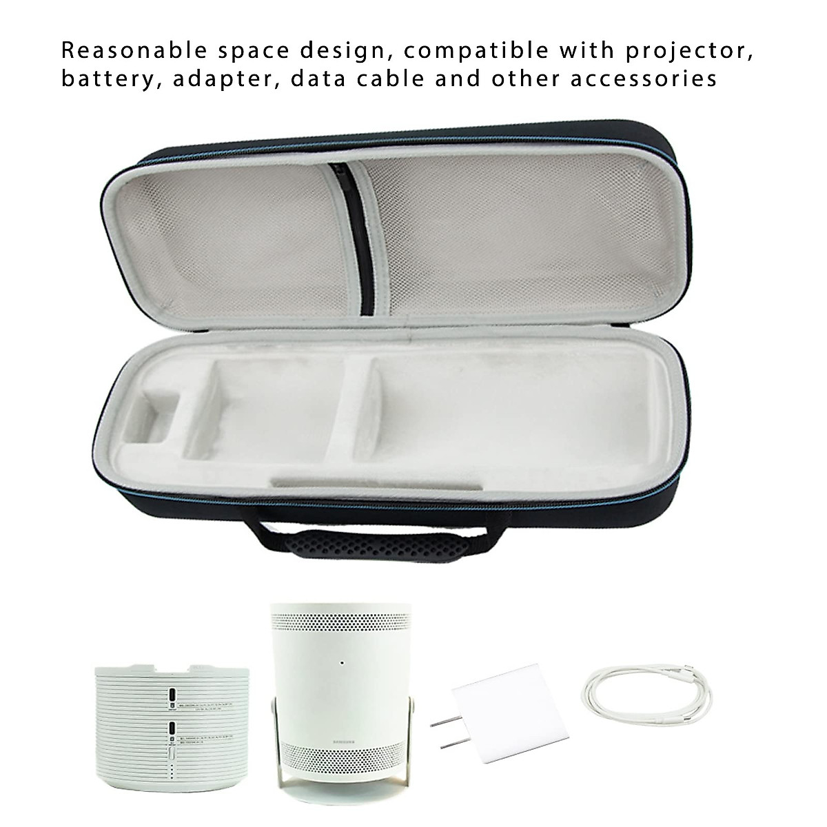 Case for Samsung The Freestyle Projector & Battery Base All Accessories Storage, Compatible with 30” - 100” The Freestyle 2nd Gen EVA Hard Bag Anti-Scratch Anti-Collision (Black)