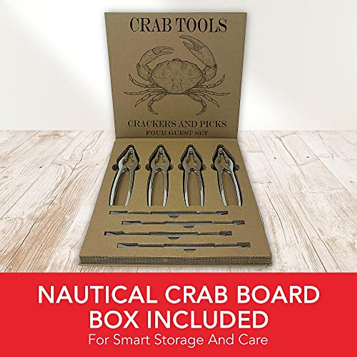 Stainless Steel Crab Crackers and Lobster Picks, Set of 4, Easy-to-Use Crab Leg Cracker Tool, Lobster Cracker and Pick Set, Crab Crackers and Tools, Seafood Tool Kit by Smedley & York