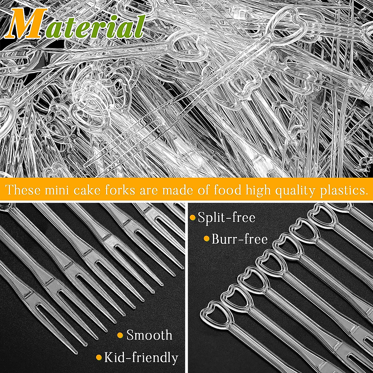 GothaBach 1000Pcs Disposable Plastic Fruit Forks Cake Forks Cutlery Forks Two Prongs Skewers Blunt End Toothpicks Mini Cocktail Tasting Forks Fruit Food Picks for Party and Daily Life
