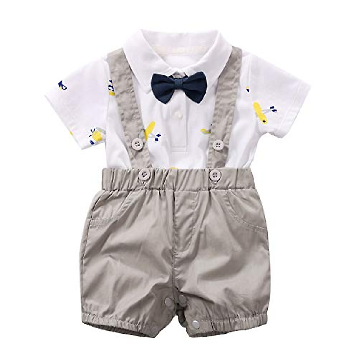 YFYBaby Newborn Baby Boys Gentleman Outfits Suits Infant Short Sleeve Shirt+Bib Pants+Bow Tie Overalls Clothes Set