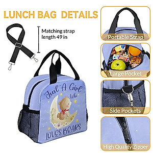 FUZZYFIT Bear Backpacks for Girls, 16 Inch Cute Print Backpack for School, Purple Lightweight Bookbag for Travel