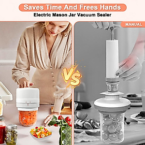 Electric Mason Jar Vacuum Sealer-Mason Jar Vacuum Sealer Kit for Food Storage Compatible Wide & Regular Mouth Mason lids- Canning Vacuum Sealer Mason Jar with LED Display -White