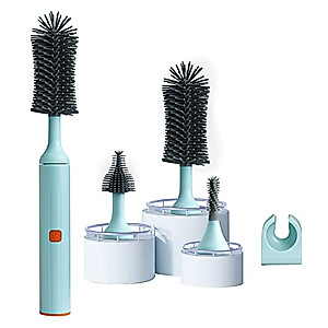 winforhour Electric Baby Bottle Brush with Electric Bottle Cleaner Set and Straw Brush,Suitable for Kitchen Brush and Baby Bottles,USB Rechargeable.(Blue)