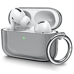 Foweroty for Airpods Pro Case Cover with Key Buckle, Clear Anti-Yellow Protective TPU Cover Case for Airpods Pro(Clear Black)