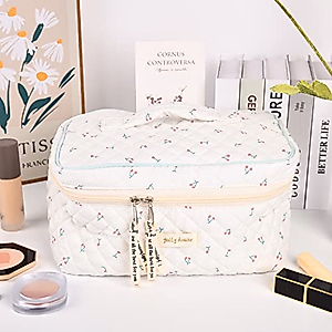 SOIDRAM Coquette Makeup Bag Coquette Aesthetic Cosmetic Bag Large Travel Makeup Organizer Cute Pouch Cotto Kawaii Toiletry Bag