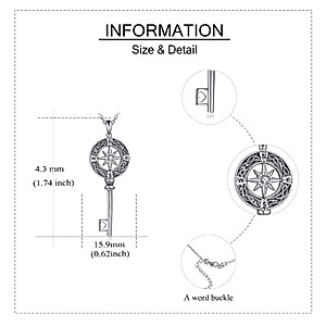 ONEFINITY Compass Necklace Sterling Silver Celtic Knot Key Necklace Graduation Friendship Talisman Travel Necklace Inspirational Graduation Gift Jewelry Gifts For Women
