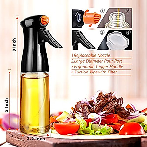 Oil Sprayer for Cooking, Olive Oil Sprayer, Olive Oil Spray Bottle, 230mL cooking Oil Sprayer for Air Fryer glass Oil Mister Spray Bottle for Cooking BBQ Roasting Salad Kitchen Baking oil spritzer