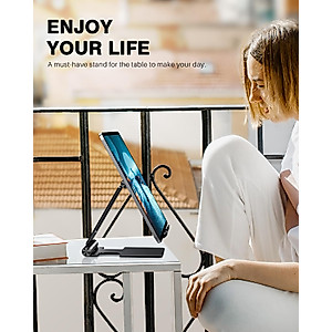Anozer Tablet Stand,Adjustable Tablet Holder for Desk,Foldable Aluminium for iPad Stand Dock Holder for iPad Air 5/4/Mini 6/Mini 5/10.2/Pro 12.9/Pro 11,Portable Monitor,Surface (4-13 inch)-Black