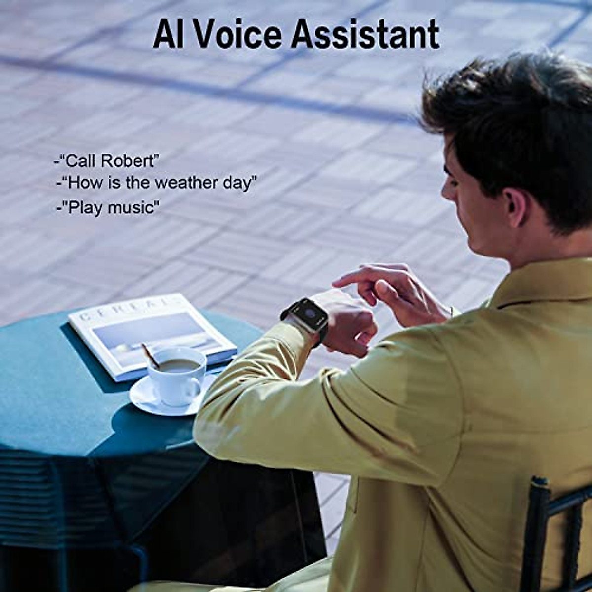 Smart Watch(Answer/Make Calls), 1.8” Full Touch Screen Smartwatch with AI Voice Assistant Heart Rate Sleep Tracker, IP67 Waterproof Watch with 120+ Sports Modes for Men Women Compatible Android iOS