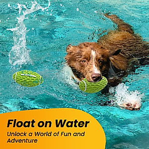 Petinstinct Squeaky Dog Football Toy, Rubber Dog Ball Toy for Aggressive Chewers, Tough Fetch Ball, Durable and Interactive for Medium Large Dogs, Green, Large