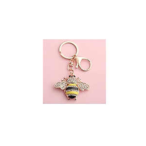 tenghong2021 Sparkling Rhinestone Bee Keychain Bumble Bee Keyring Animal Key Chain Charm for Bag Purse Wallet