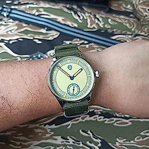 QM Pilot Wristwatch for Men Automatic Mechanical C3 Green Luminous Waterproof Fashion 316L Steel Case Leather Strap New in 8021 (SM8021A Y)