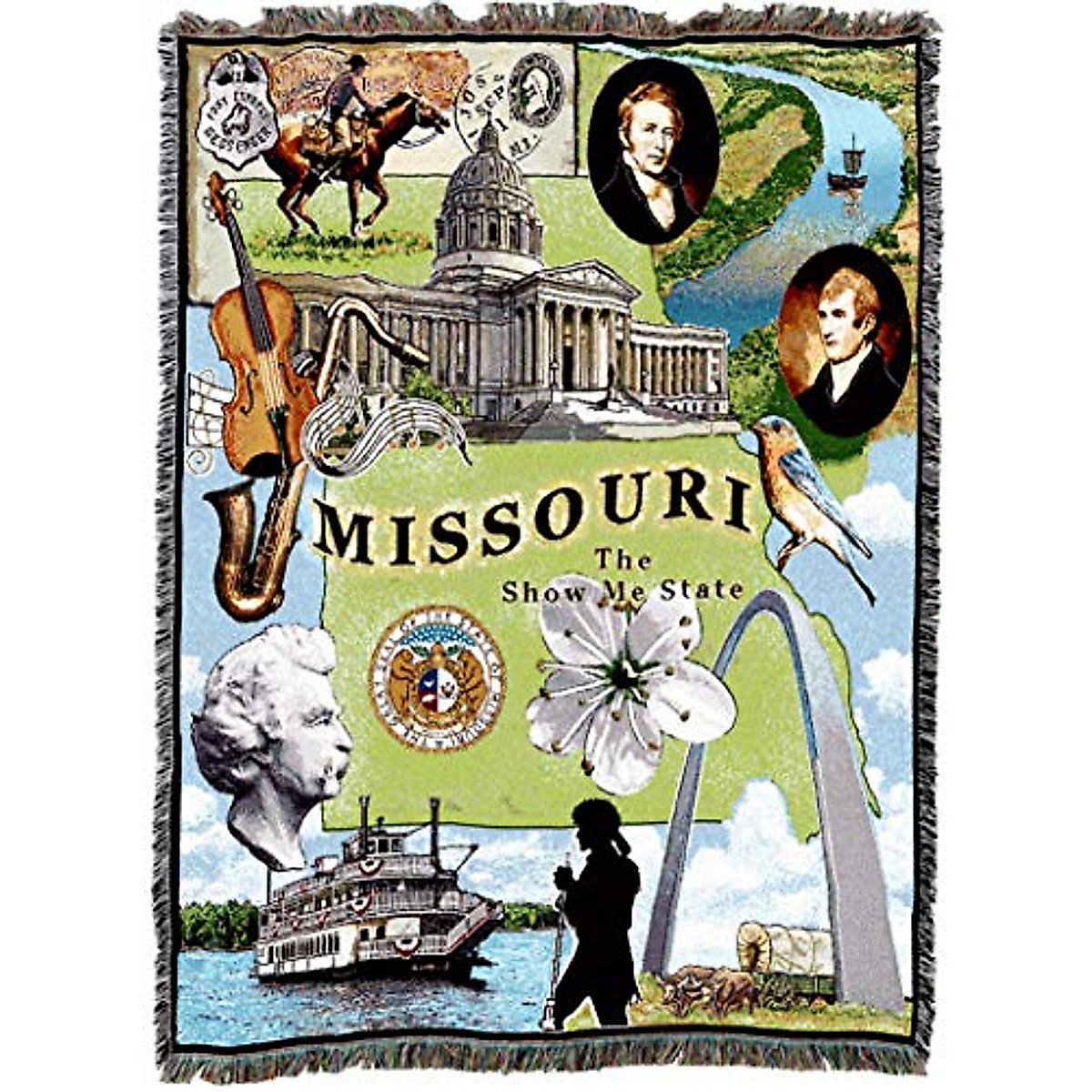 Pure Country Weavers State of Missouri Blanket - Gift Tapestry Throw Woven from Cotton - Made in The USA (72x54)