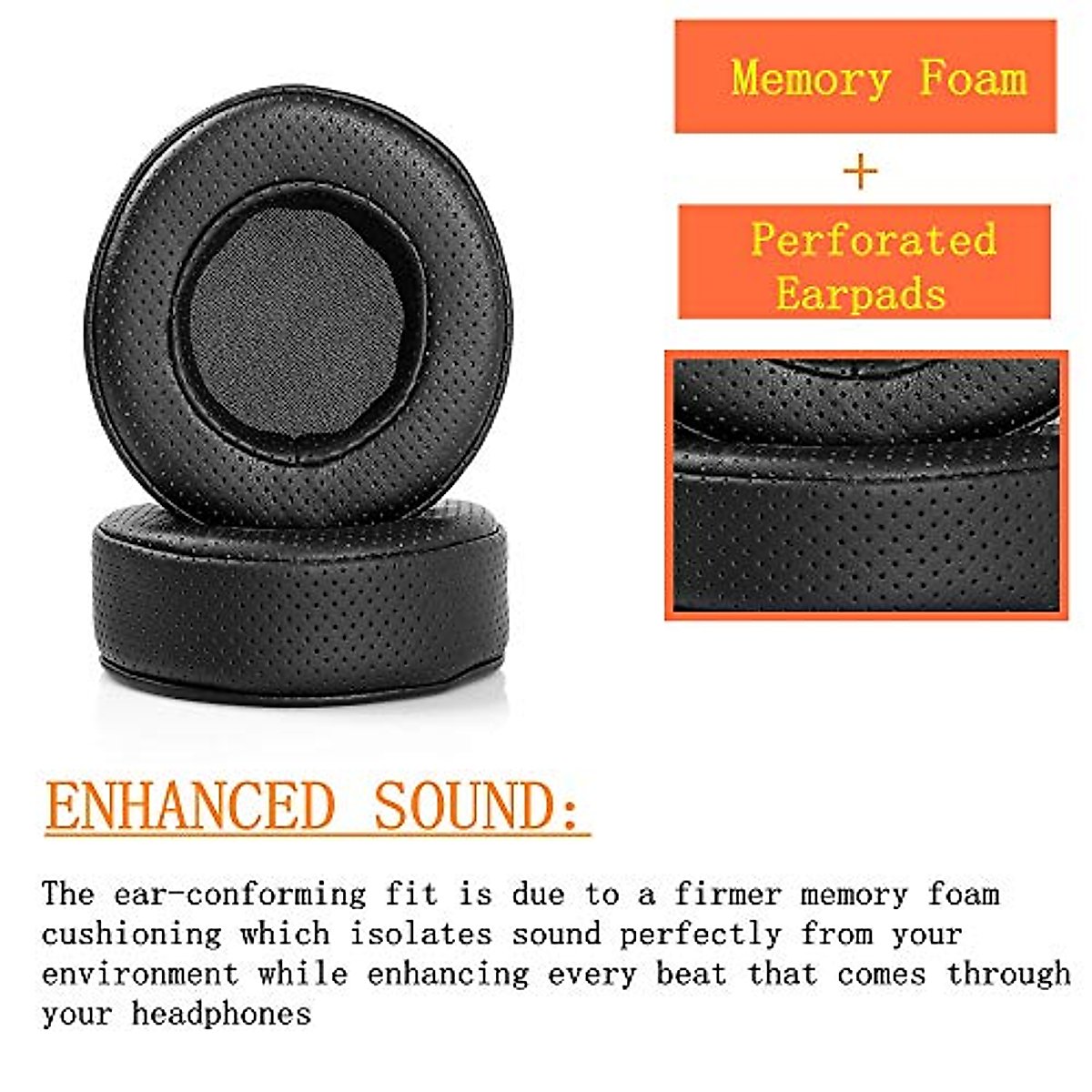 Upgrade Replacement Earpads Compatible with Skullcandy Uproar Wireless Headset with Perforated Memory Foam Cushions