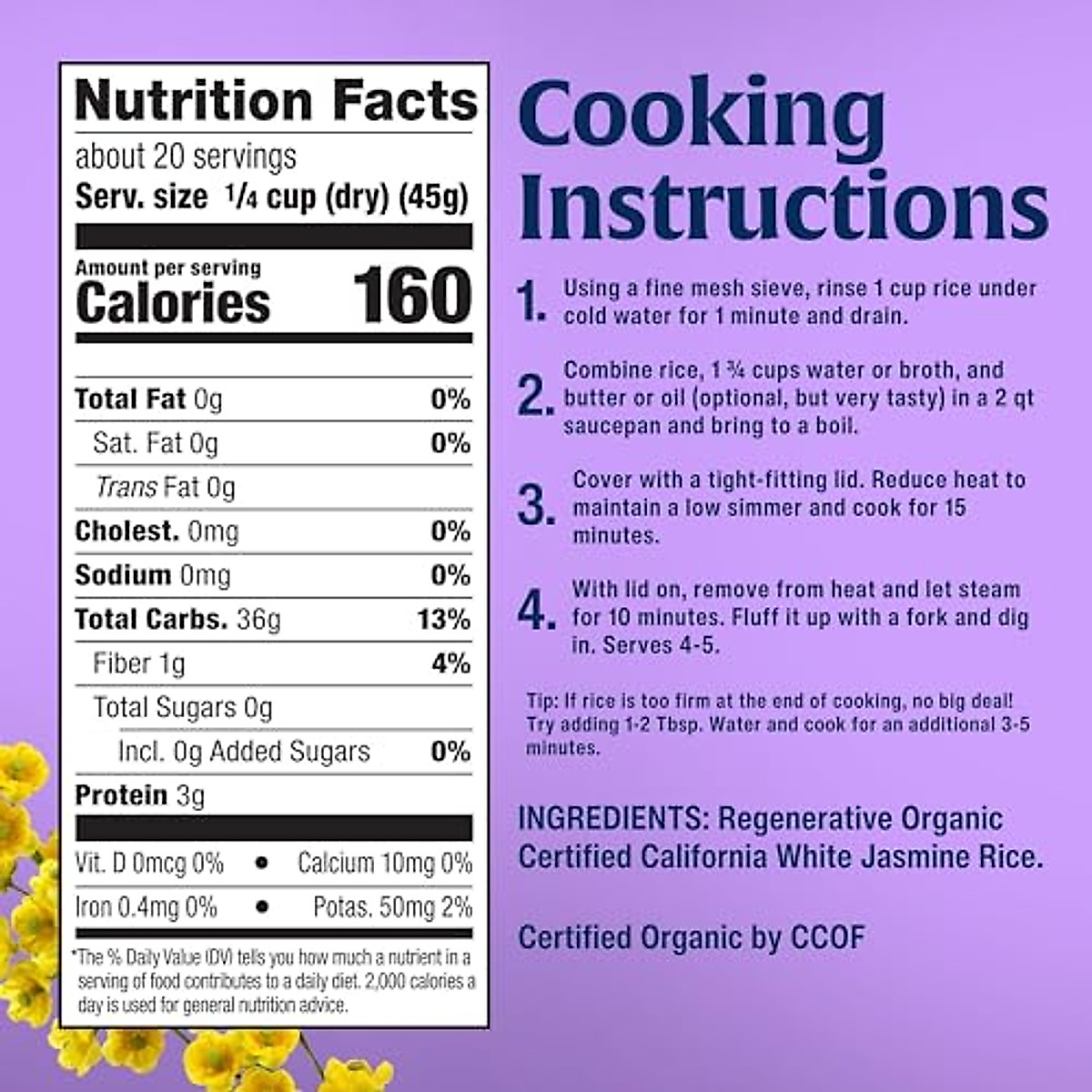 Lundberg Jasmine Rice, Regenerative Organic Certified – Non-Sticky, Aromatic Long-Grain White Rice, Responsibly Grown in California, 32 Oz