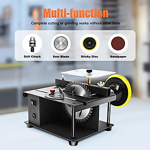 Mini Table Saw, 200W 8500RPM, Small Desktop Multi-Functional Cutting Bench for Precision Cut Metal Miniature Wood Plastic Acrylic