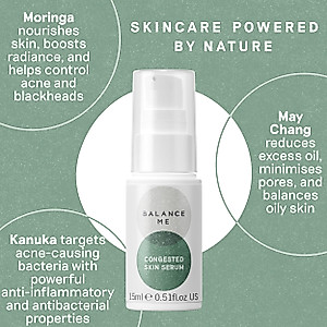 Balance Me Congested Skin Serum 0 5 fl oz Acne Spot Gel for All Skin Types Targets Blemishes Reduces Redness Calms Clears Vegan Natural