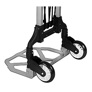 Mount-It! Folding Hand Truck and Dolly, 165 lb Capacity Heavy-Duty Luggage Trolley Cart with Telescoping Handle and Rubber Wheels