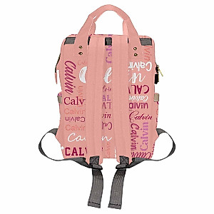 Customize Name Backpack, Text Name Logo Dark Pink Personalized Diapering Bag Backpack Nappy Baby Bags Casual Daypack Travel Shoulder Bag for Teens Unisex Hiking Camping Work Outdoor
