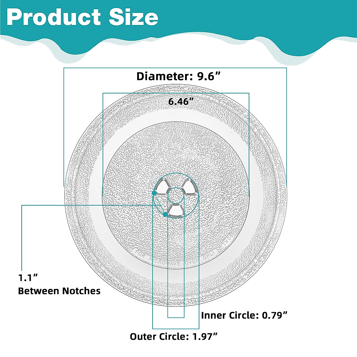 Gemroom 9.6" Small Microwave Glass Plate Replacement Universal Fit Farberware Galanz 245mm Microwave Turntable Tray, Also For 0.7 Cu.FT Retro Microwaves