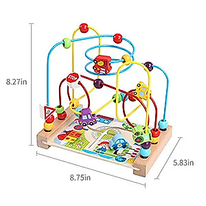 AISHUN Wooden Bead Maze Toys for Toddlers, Bead Toy Colorful Roller Coaster Preschool Educational Toys Birthday Gifts for Toddlers Kids Boys Girls