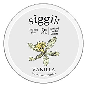 siggi’s Icelandic Strained Nonfat Yogurt, Vanilla, 24 oz. – Thick, Protein-Rich Yogurt Snack