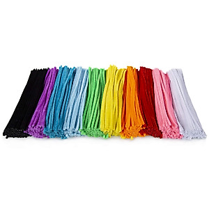 zees 1,000 Pipe Cleaners in 10 Assorted Colors, Value Pack of Chenille Stems for DIY Arts and Craft Projects and Decorations - 6mm x 12 Inches (1000)