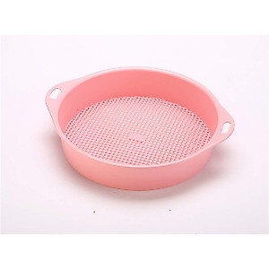 Garden Sieve Plastic Riddle Soil Sieve Soil Sieve Mesh Filter Dirt Sifter with Handle Bonsai Gardening Tool Garden Trapping Supplies Pink