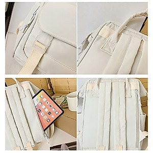 KOWVOWZ Large Kawaii Aesthetic Back to School Bookbags for Girls College Travel Daypack Cute Backpack (White)