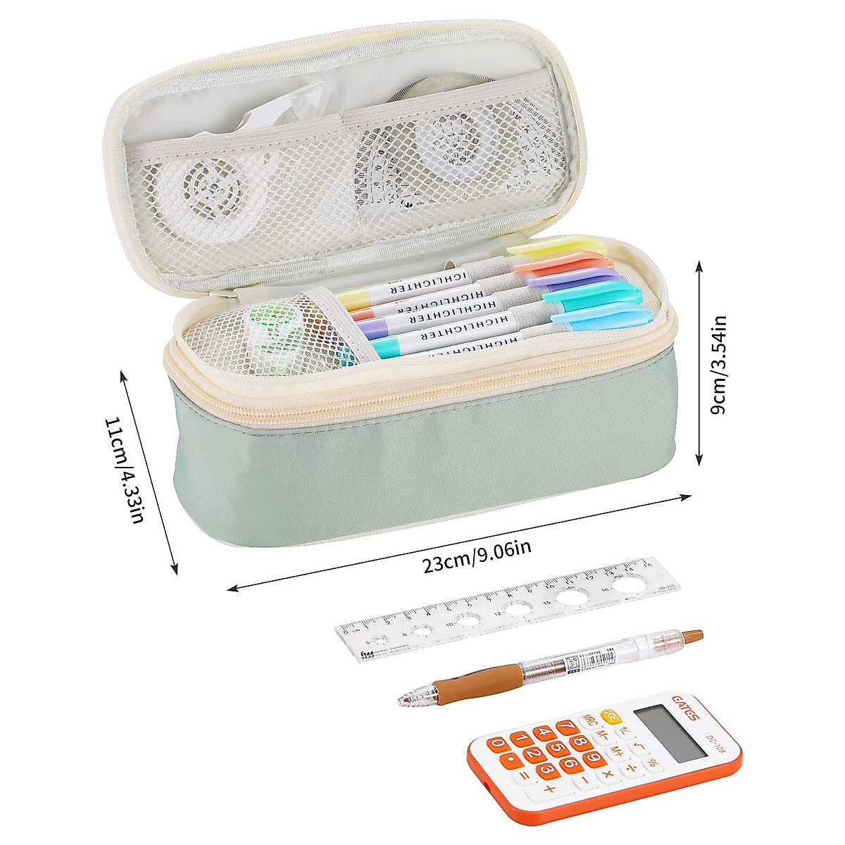 Dugio Large Pencil Case for Girls Teens Kids Pencil Bag with Zipper Pencil Pouch Aesthetic Pencil Pen Case Organizer for School Green