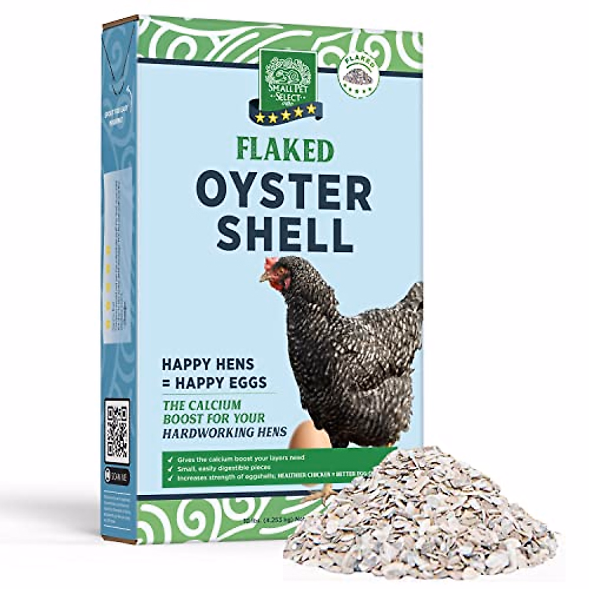 Small Pet Select Flaked Oyster and Seashell Mix - Calcium Supplement for Chickens & Ducks (10lb)