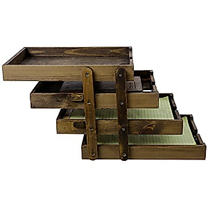 MyGift 4-Tier Vintage Brown Wood Expandable Paper Tray Organizer for Desk, Office Desktop File Folder, Letter, Bills, Mail Holder and Stationery Tray Rack