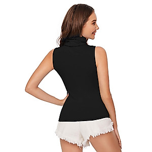 Verdusa Women's Sleeveless High Turtleneck Tank Top Black XXL