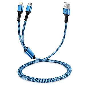 Apple Lightning & USB-c 2-in-1 Charging Cable (4 Feet), USB to Lightning & USB to Usbc Long Fast Charger Cord for iPhone 15 Plus 14 13 12 11 Pro/max I iPad Pro/air/Mini, Samsung Galaxy, Google Pixel