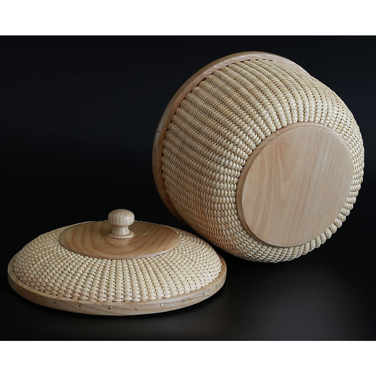 Teng Tian lidded home storage Rattan Handicrafts Casual Style Circular Basket rattan baskets for organizing sewing kits for adults