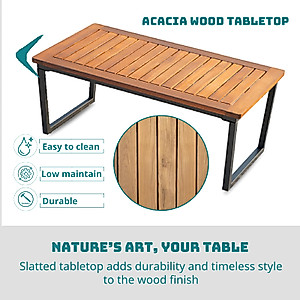 VISTYLE Patio Furniture Set 4-Piece Outdoor Metal Patio Conversation Set Modern Table Loveseat Chair with Soft Thick Washable Cushions for Garden Backyard Lawn Porch (Stainless Steel)