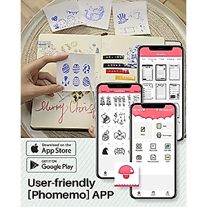 Phomemo M03 Pocket Printer- Portable Printer Photo Printer with 3 Roll 3 Inch Black on White, 77mm x 3.5m, 3 Inch X 11.5 ft, Compatible with iOS + Android for Photos, Journalist, Work, Plan-Black