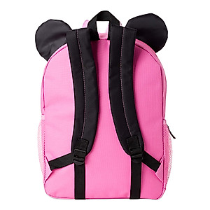 Big Face Minnie Mouse Backpack for Kids Toddlers ~ Premium 14" Minnie School Bag with 3D Ears and Puffy Bow (Minnie Mouse School Supplies Bundle)