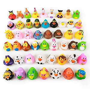 XY-WQ 50 Pack Rubber Duck for Jeeps Ducking - 2.3 Inch Bulk Floater Duck for Kids - Baby Bath Toy Assortment - Party Favors, Birthdays, Bath Time, and More (50 Varieties)