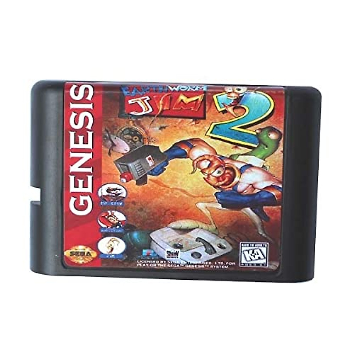 DeVoNe EarthWorm Jim 2 16 Bit MD Game Card For Sega Mega Drive For Genesis (Black)