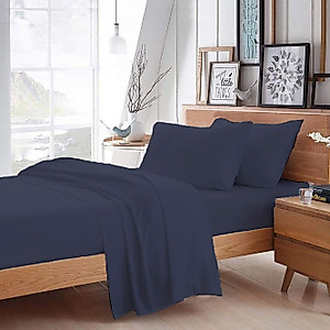 TREND BEDDING MART Twin Sleeper Sofa Bed Sheet Set (36 x 72 + 4 Deep) - Navy Blue Solid 100% Egyptian Cotton 800 Thread Count Fit Up to 4" inches Deep Mattress.