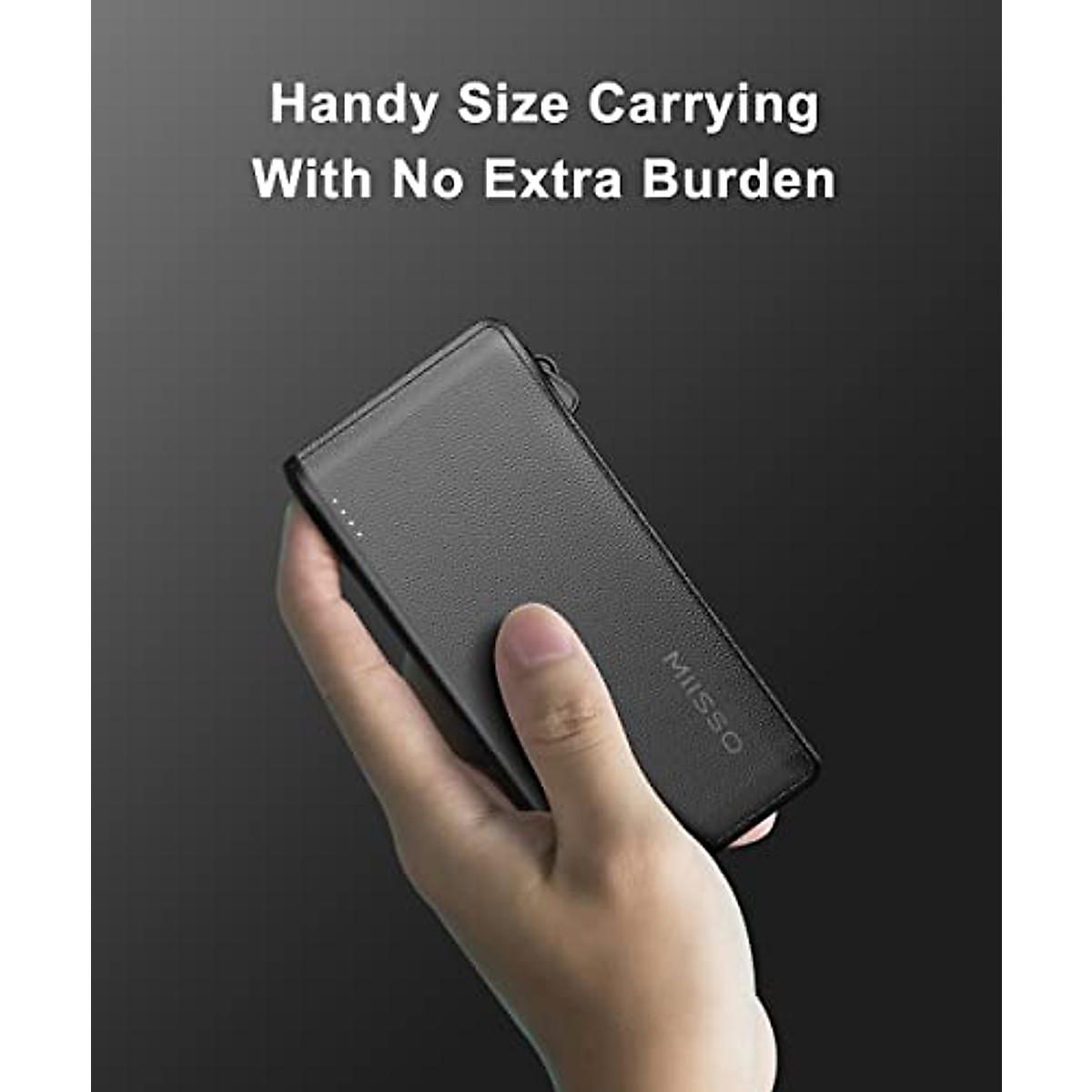 Portable Phone Charger Power Bank 10000mAh Built in Cables Slim Battery Pack USB C Fast Charging External Backup Battery Compact Travel Charger With Cords for iPhone 14/13/12/11/XS/XR/8/7/6,Samsung