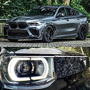 Black Forged Carbon Fiber Vinyl Wrap Roll, Lypumso Matte Black Car Wrap Vinyl with Bubble Free Air Release Auto DIY Decal Vehicle Motorcycle Self Adhesive Sticker (Black Forged Carbon, 1ft x 10ft)