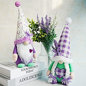 Lavender Gnomes Decor,Spring Gnome Decorations for Home,Scandinavian Tomte Doll Flower Gnomes,Garden Gnome Decor, Summer Gnome Tiered Tray Decor,Gnome Gifts for Woman