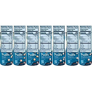 Gerber Puffs Variety Pack - 1 Banana, 1 Sweet Potato, 1 Peach, 1 Apple Cinnamon, 1 Vanilla, 1 Blueberry, 2 Strawberry Apple - 1.48 OZ each (8 CT)