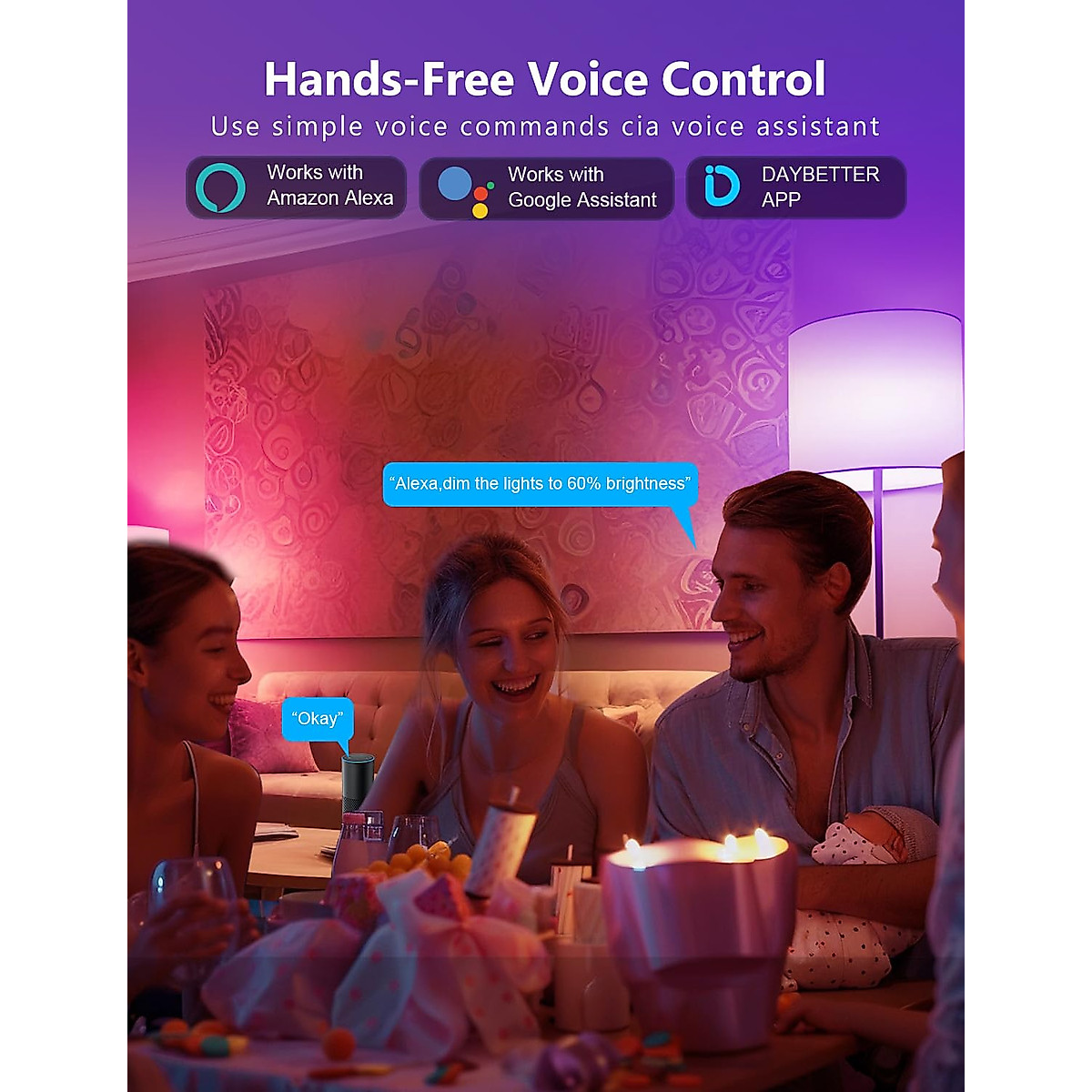 DAYBETTER Smart Light Bulbs, Alexa Light Bulbs, Smart Bulbs that Work with Alexa and Google Assistant, Color Changing Light Bulb, RGBCW WiFi & Bluetooth Dimmable LED Light Bulb, A19 E26 800LM, 10 Pack