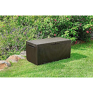 Keter 123 x 53.5 x 57 cm Springwood Outdoor Plastic Storage Box Garden Furniture - Brown